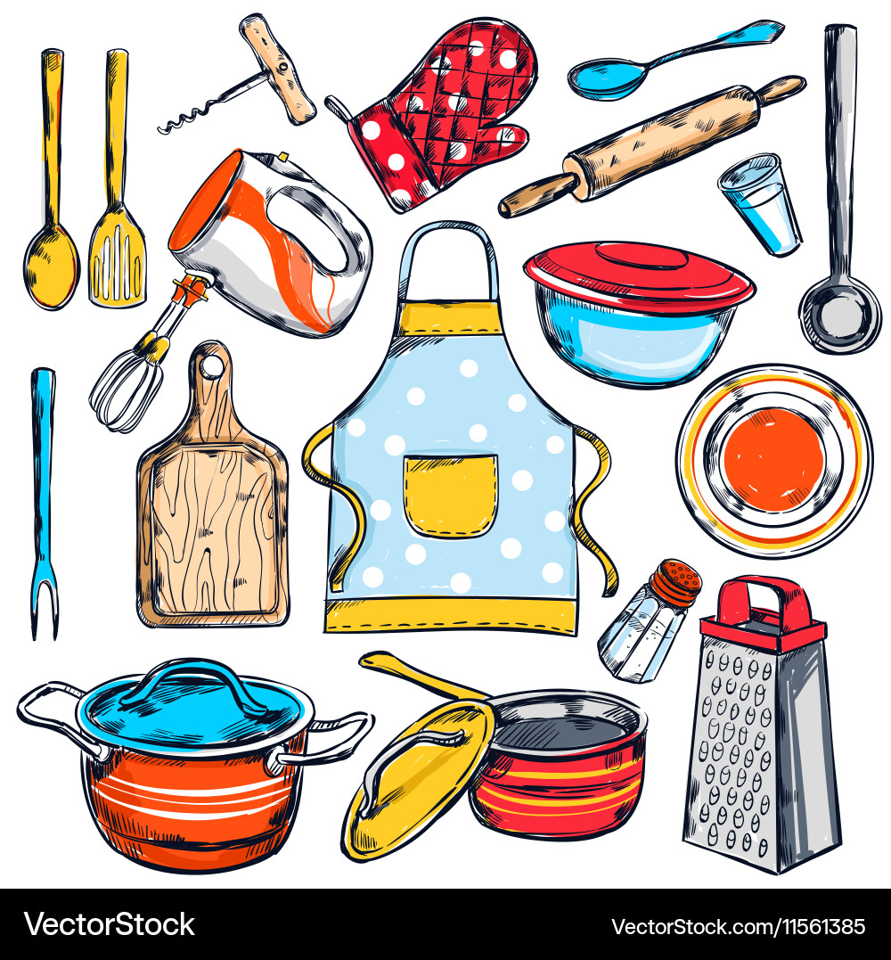 Home cooking elements set Royalty Free Vector Image