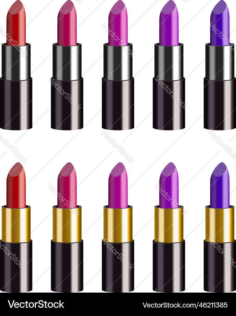 Makeup set lipstick tubes Royalty Free Vector Image