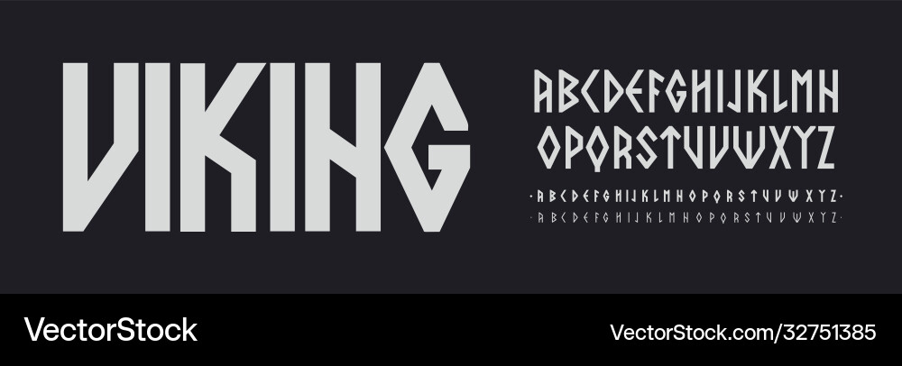 Nordic Rune Font - Viking Style Royalty Free Vector Image
