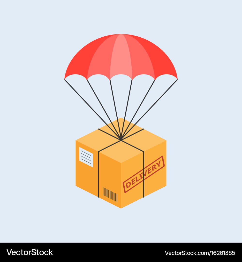 Parcel with Parachute Delivery Royalty Free Vector Image