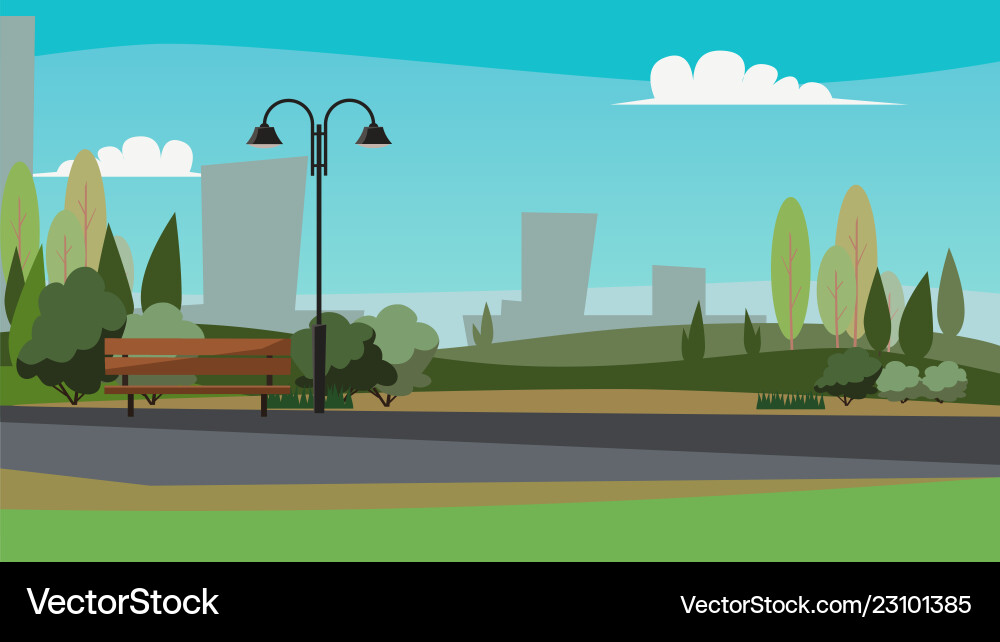 Park road to the city Royalty Free Vector Image