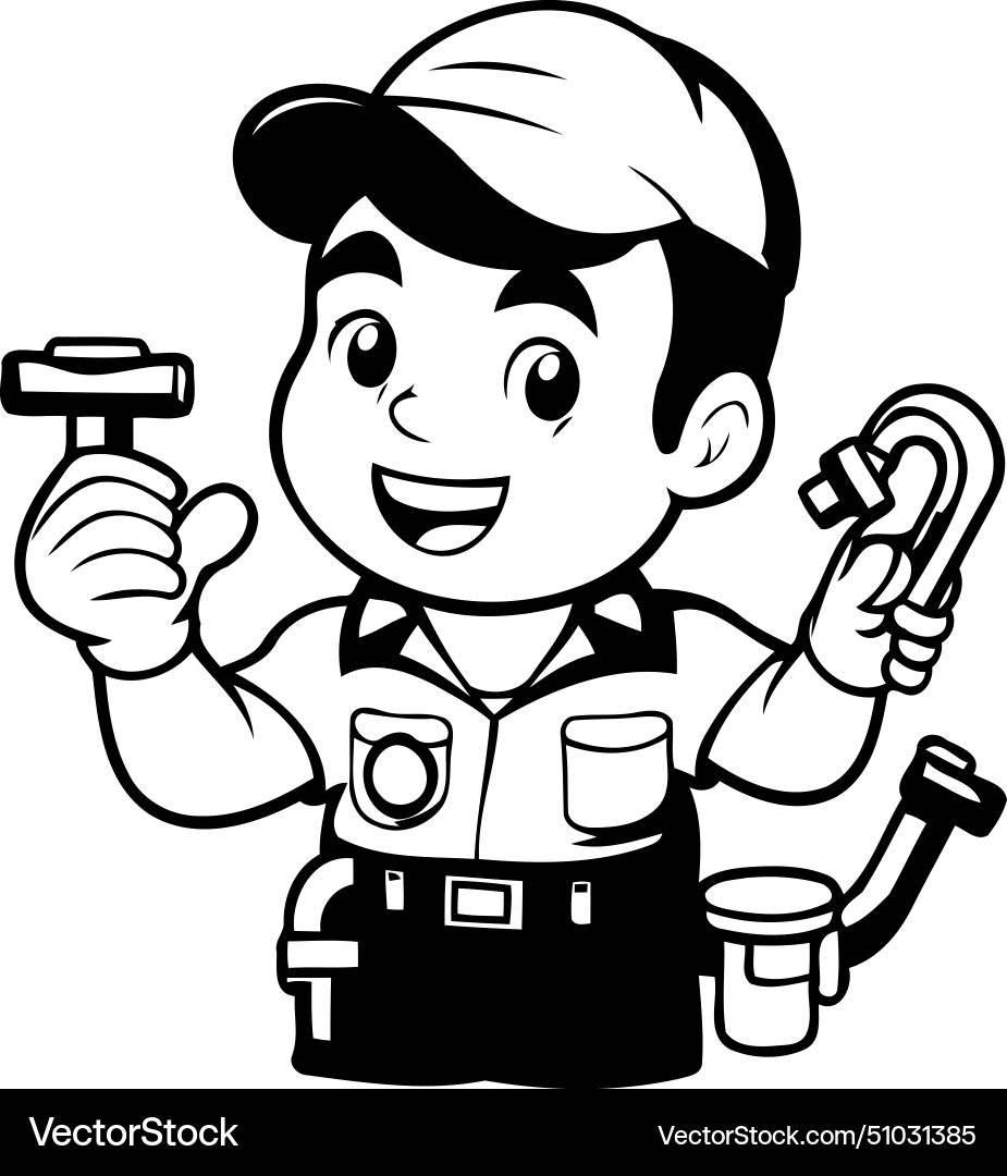 Plumber smiling - cartoon Royalty Free Vector Image