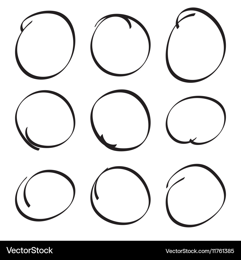 Set hand drawn ovals Royalty Free Vector Image