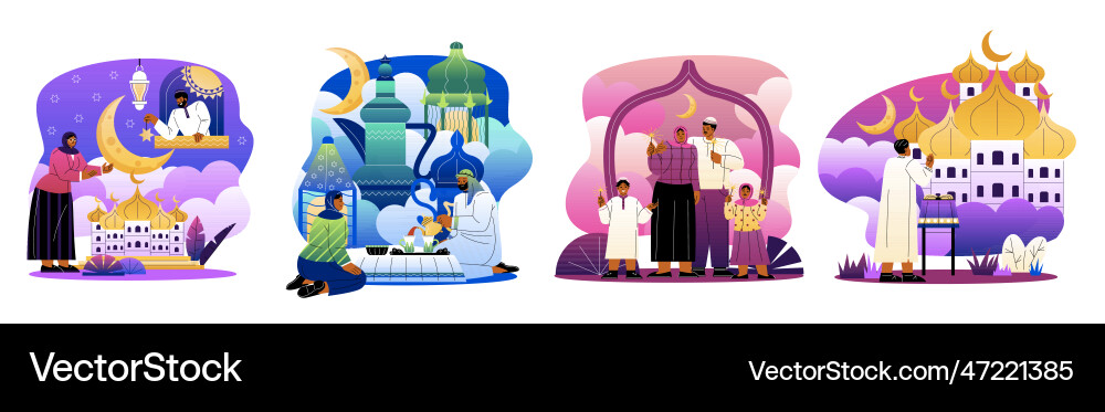 Set of ramadan Royalty Free Vector Image - VectorStock