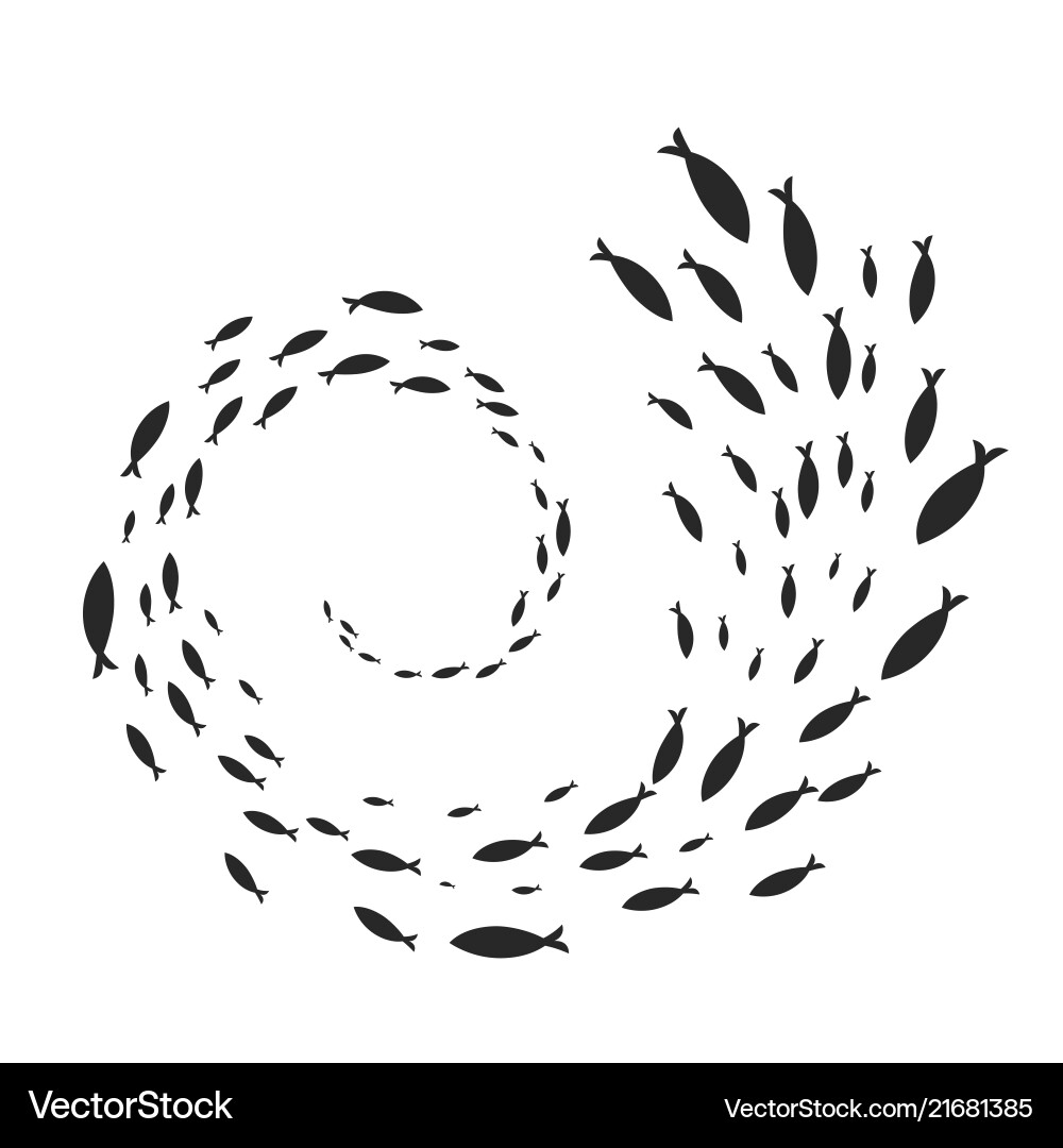 Spiral of fish shoal Royalty Free Vector Image