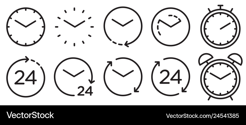 Time and clock line isolated icons linear icon Vector Image