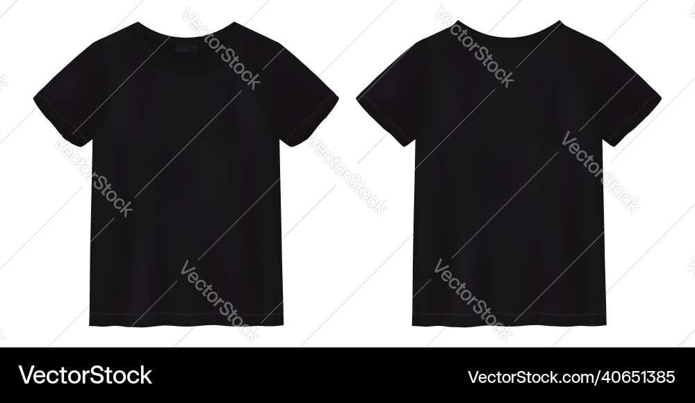 Unisex Black T-Shirt Mockup - Front & Back Vector Image