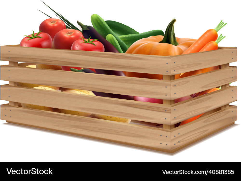 Vegetables in box composition Royalty Free Vector Image
