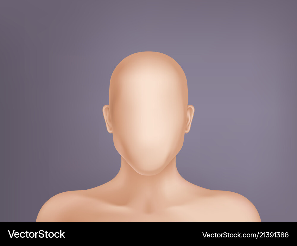 3d realistic human model head without face Vector Image