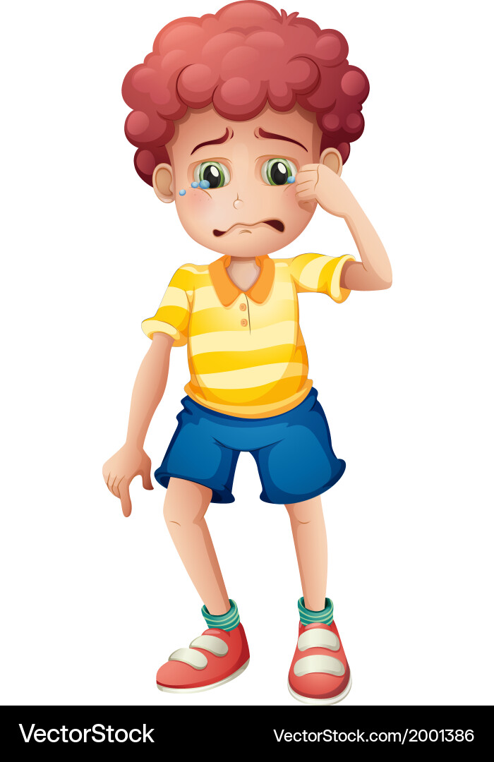 A young man crying Royalty Free Vector Image - VectorStock