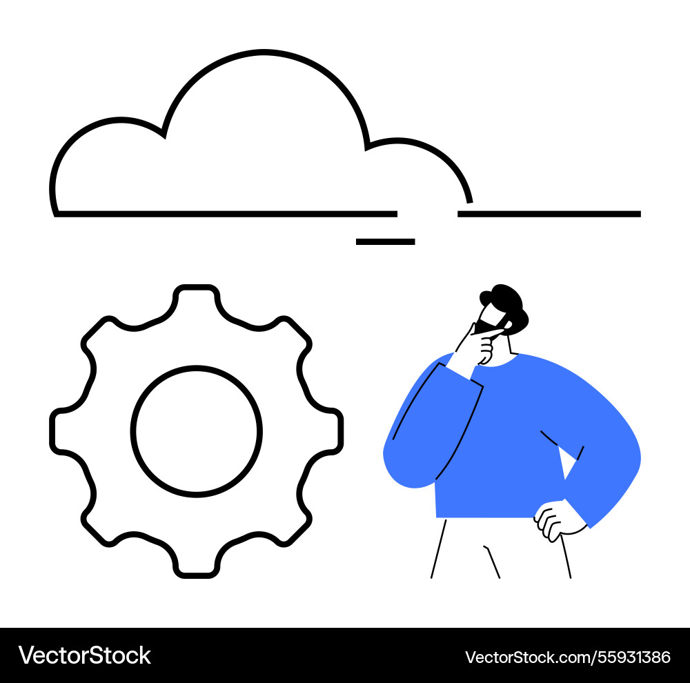 Contemplative person thinking about cloud Vector Image