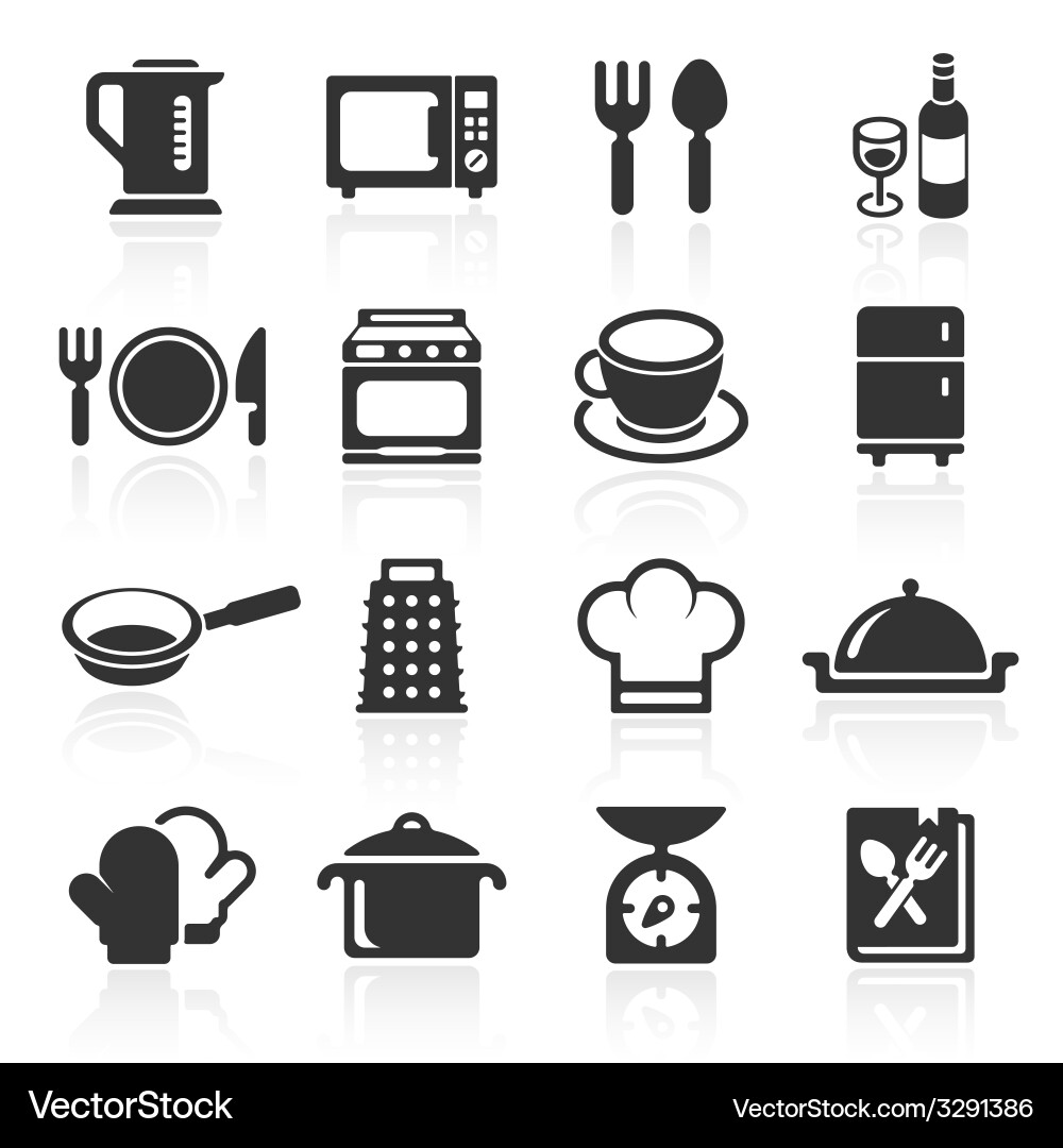 Kitchen and cooking icons white Royalty Free Vector Image