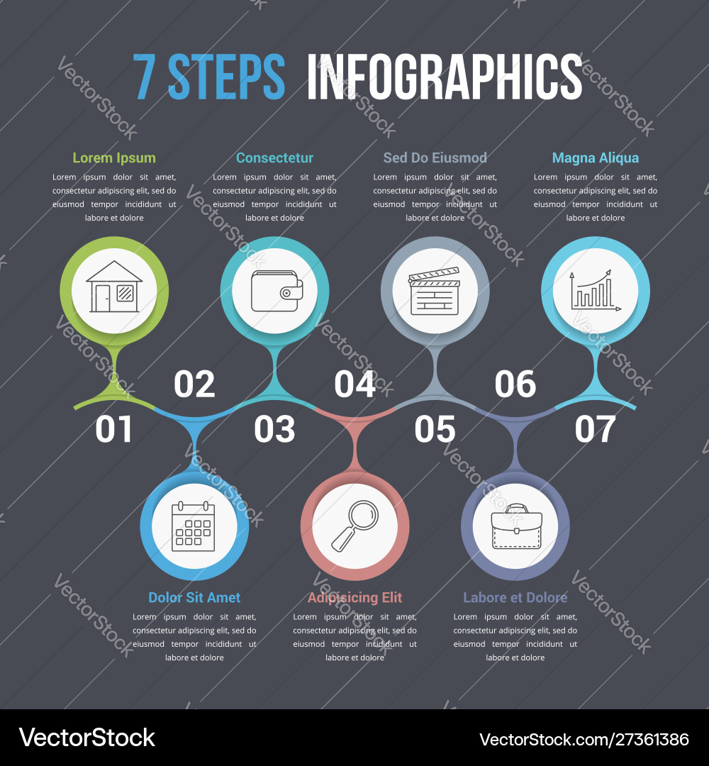 Seven Steps Infographic Template Royalty Free Vector Image