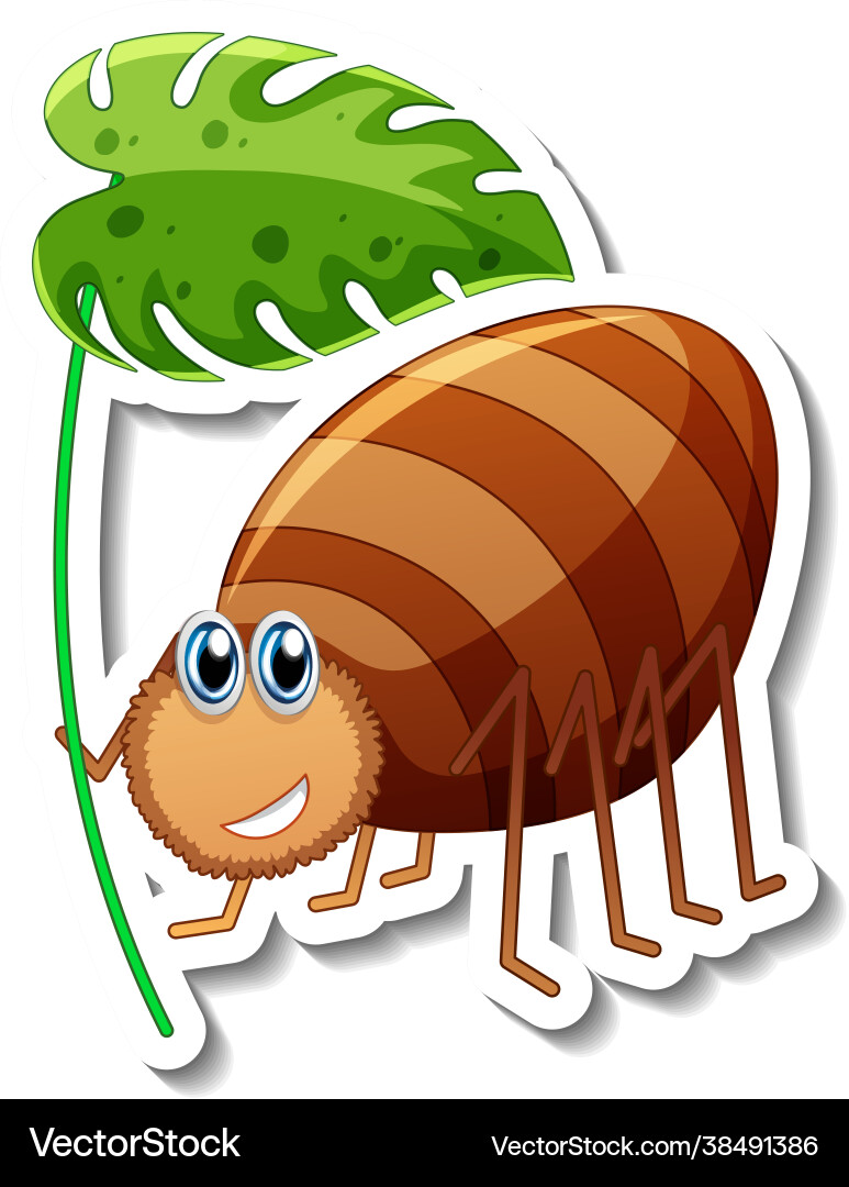 Sticker template with cartoon character Royalty Free Vector