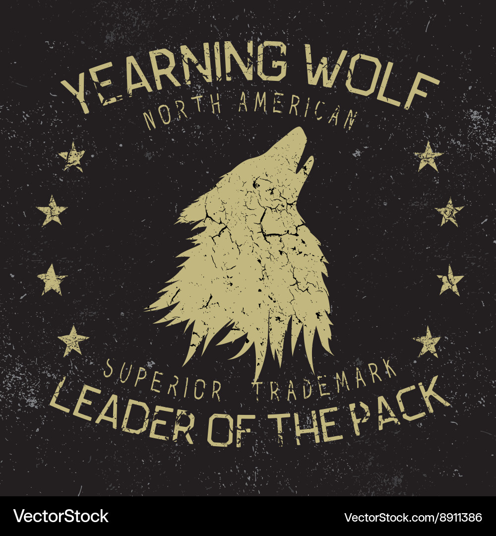 Wolf howling at the moonvintage label Royalty Free Vector