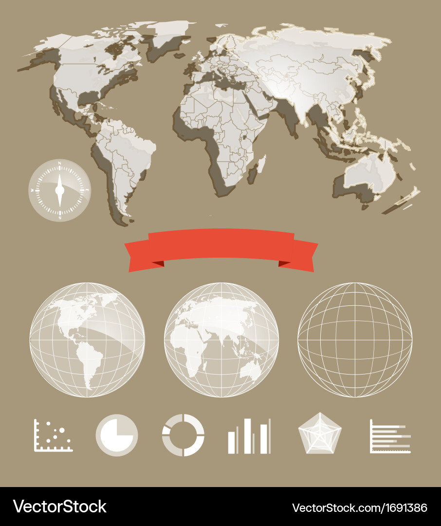 World Map Charts & Icons Royalty Free Vector Image