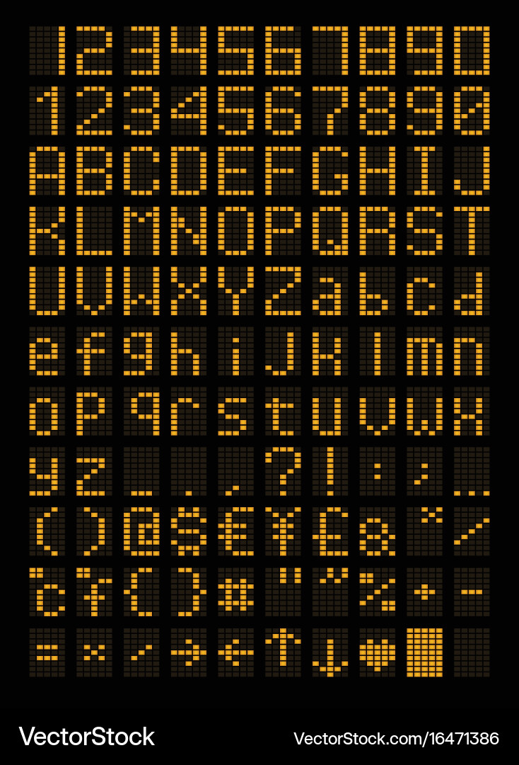 Yellow led font Royalty Free Vector Image - VectorStock