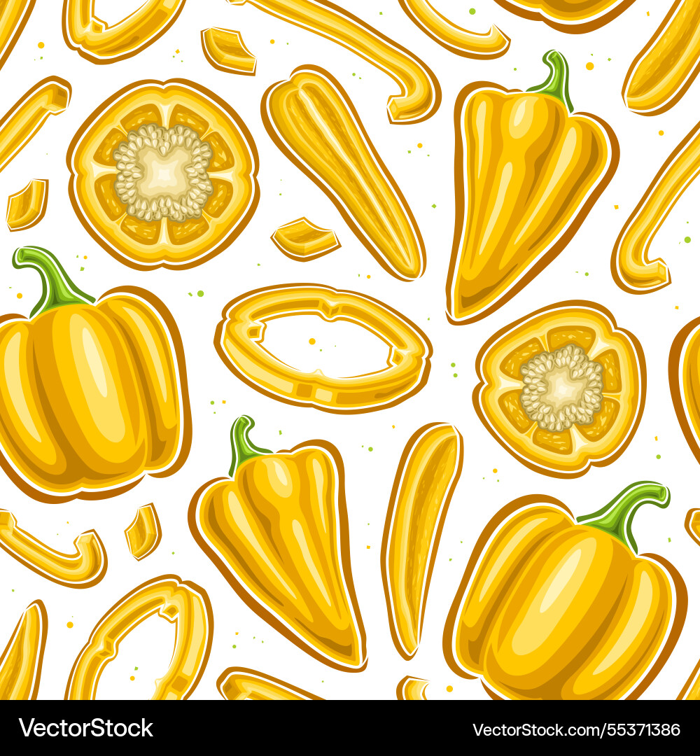 Yellow pepper seamless pattern Royalty Free Vector Image