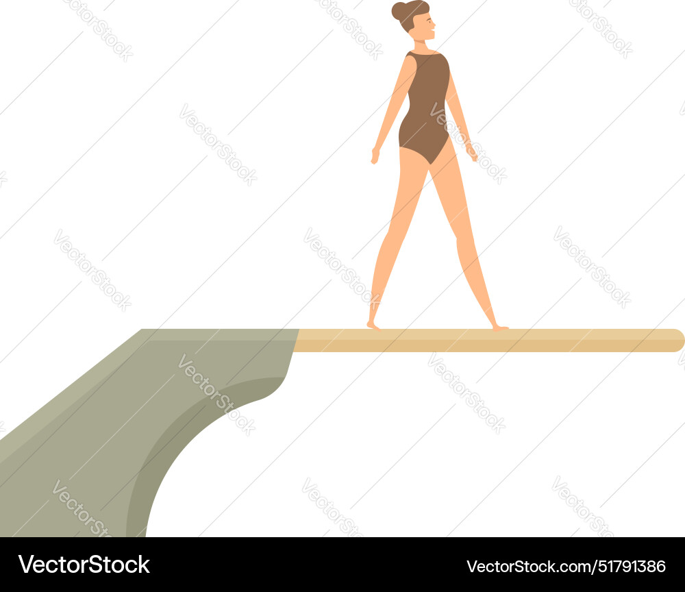 Young woman diver walking on springboard over Vector Image