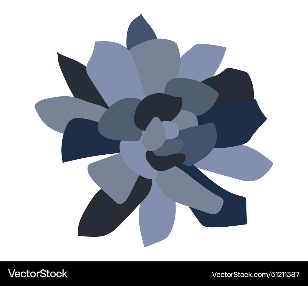 Abstract deep blue peony head in flat design Vector Image