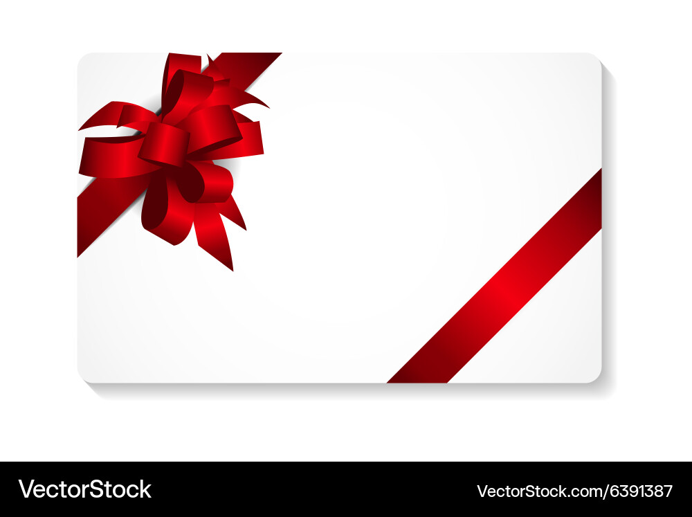 Gift card with red bow and ribbon Royalty Free Vector Image