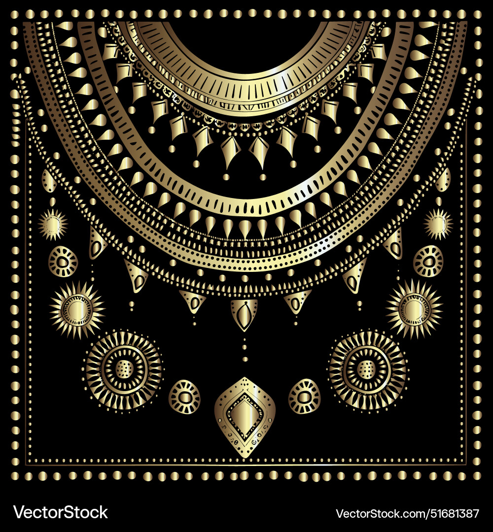 Gold 3d ethnic native tribal style embroidery Vector Image