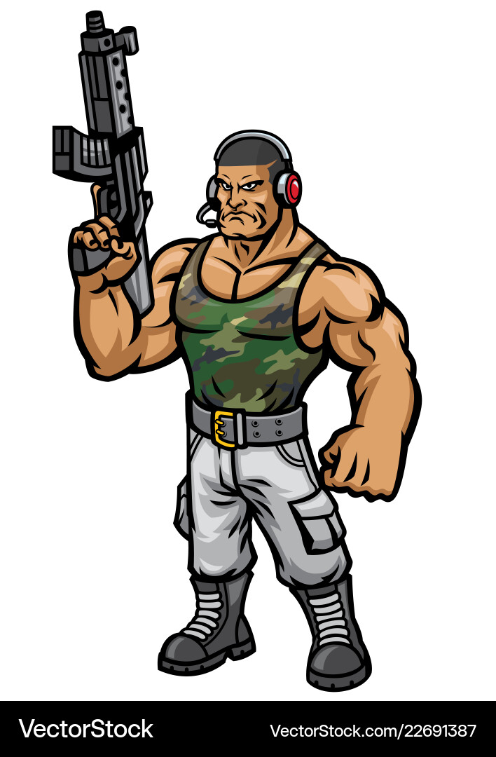 Military Soldier Mascot Royalty Free Vector Image