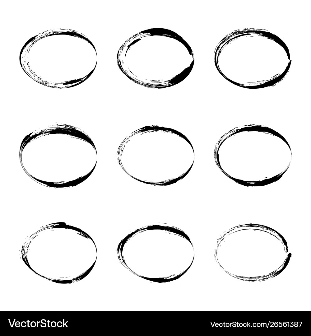 Set hand drawn oval frame Royalty Free Vector Image