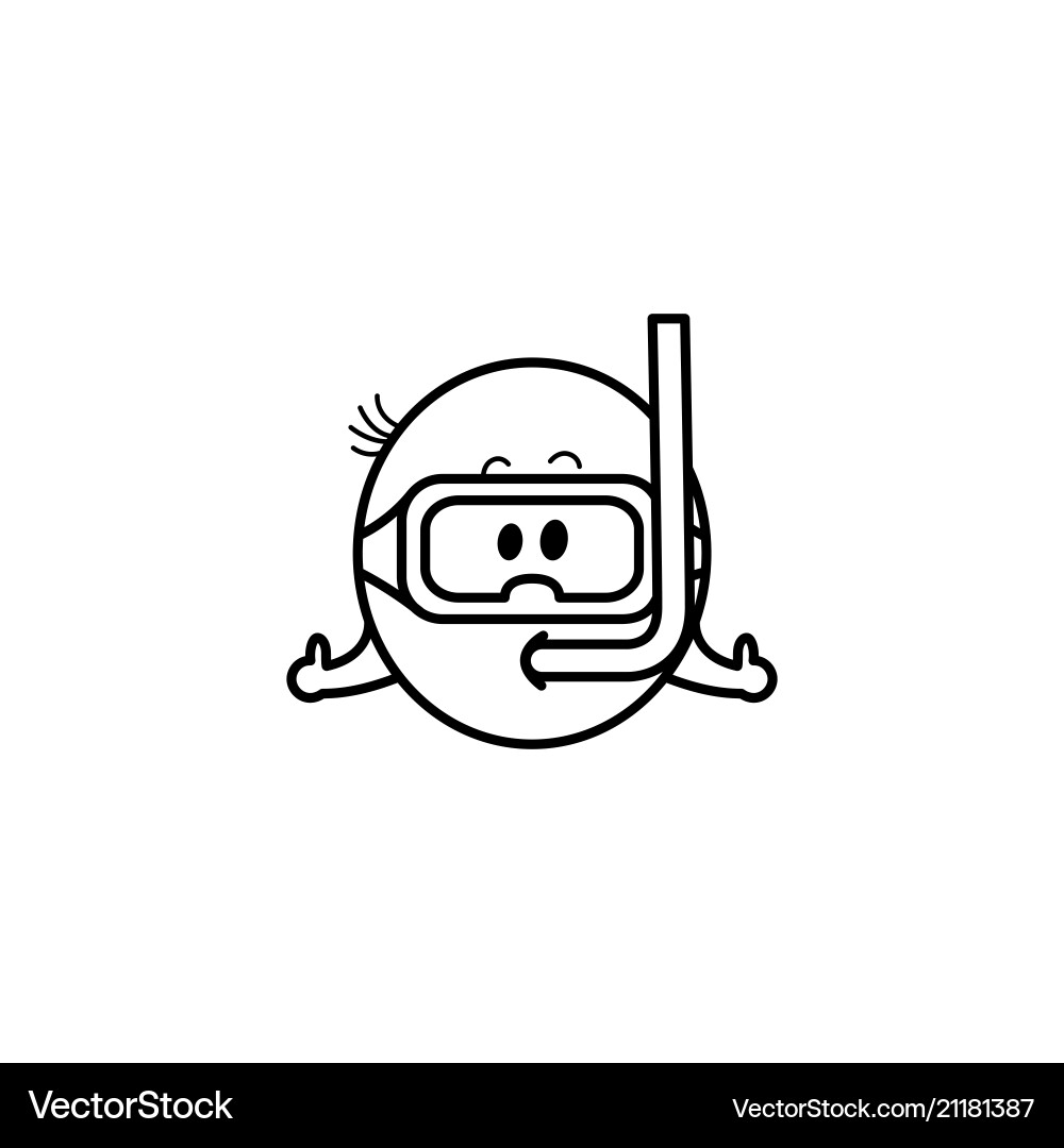 Smiley emoticon in scuba mask during summer Vector Image