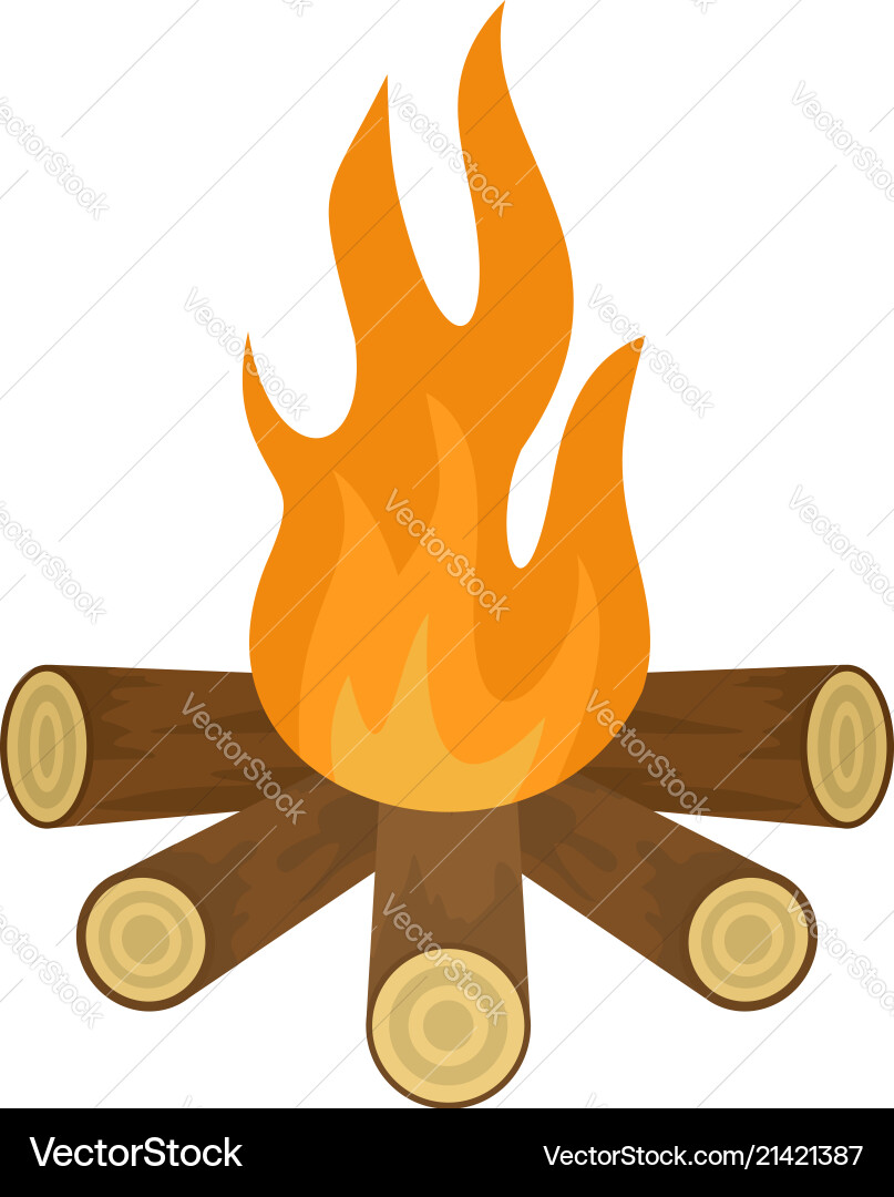 Star camp fire icon flat style Royalty Free Vector Image