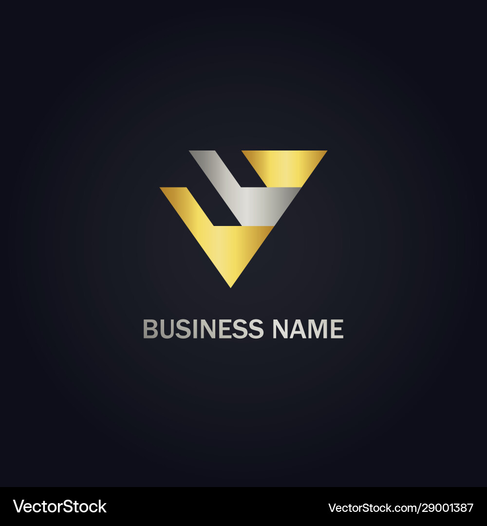 Triangle layer gold company logo Royalty Free Vector Image