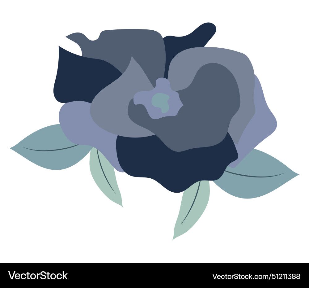 Abstract blue rose head in flat design peony Vector Image