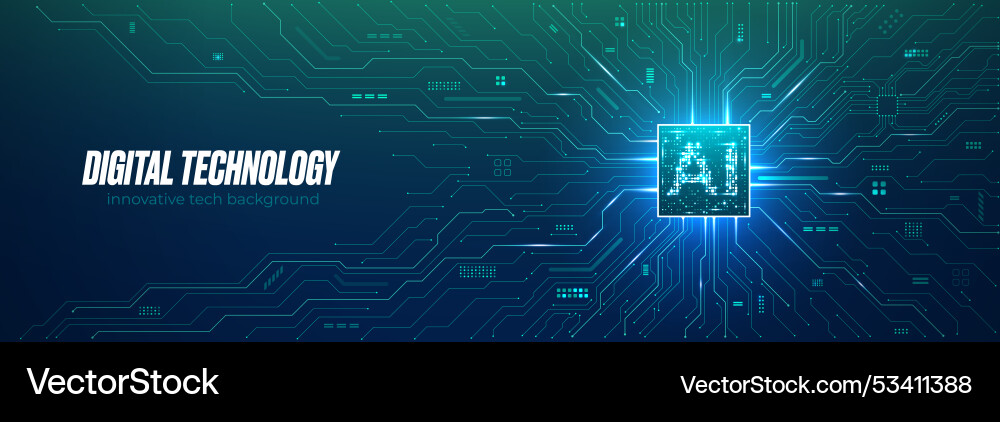 AI Tech Circuit Background Royalty Free Vector Image