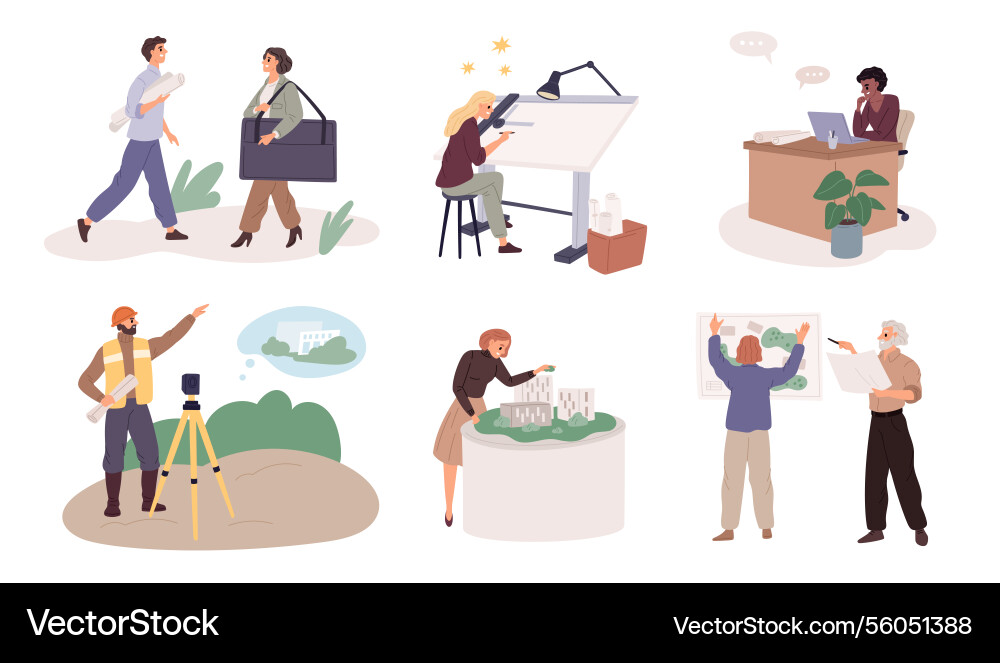 Architects professionals people design buildings Vector Image
