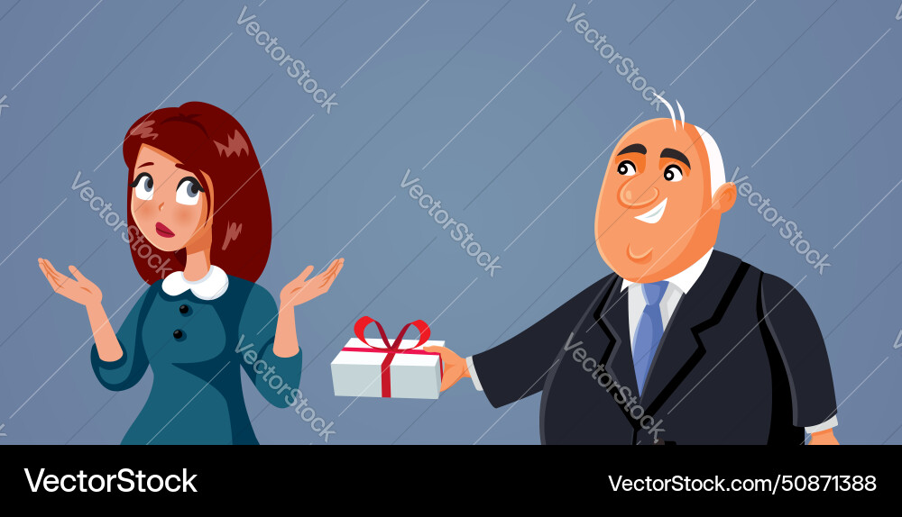 Boss Offering Inappropriate Gift Royalty Free Vector Image