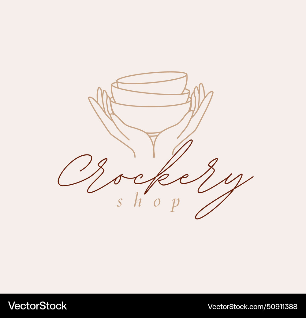 Crockery shop label Royalty Free Vector Image - VectorStock