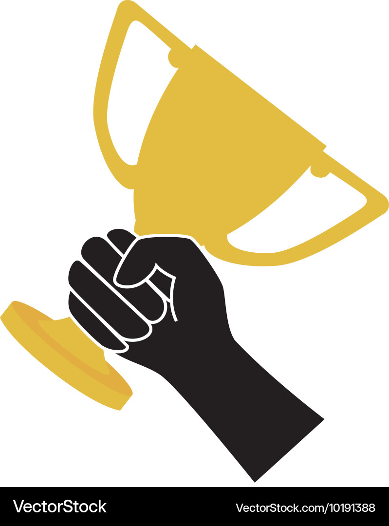 Cup trophy hand up holding icon graphic Royalty Free Vector