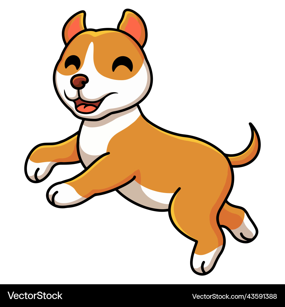 Cute little pitbull cartoon posing Royalty Free Vector Image