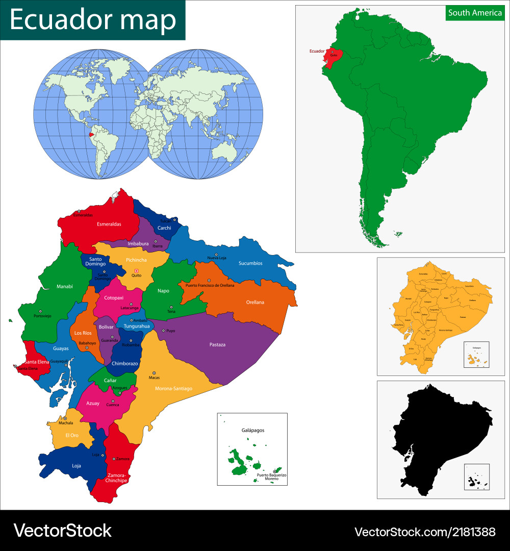 Ecuador map Royalty Free Vector Image - VectorStock