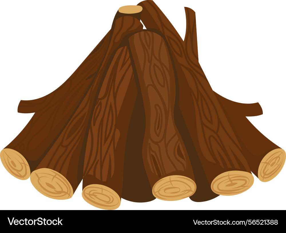 Firewood logs stacked in a pyramid shape Vector Image