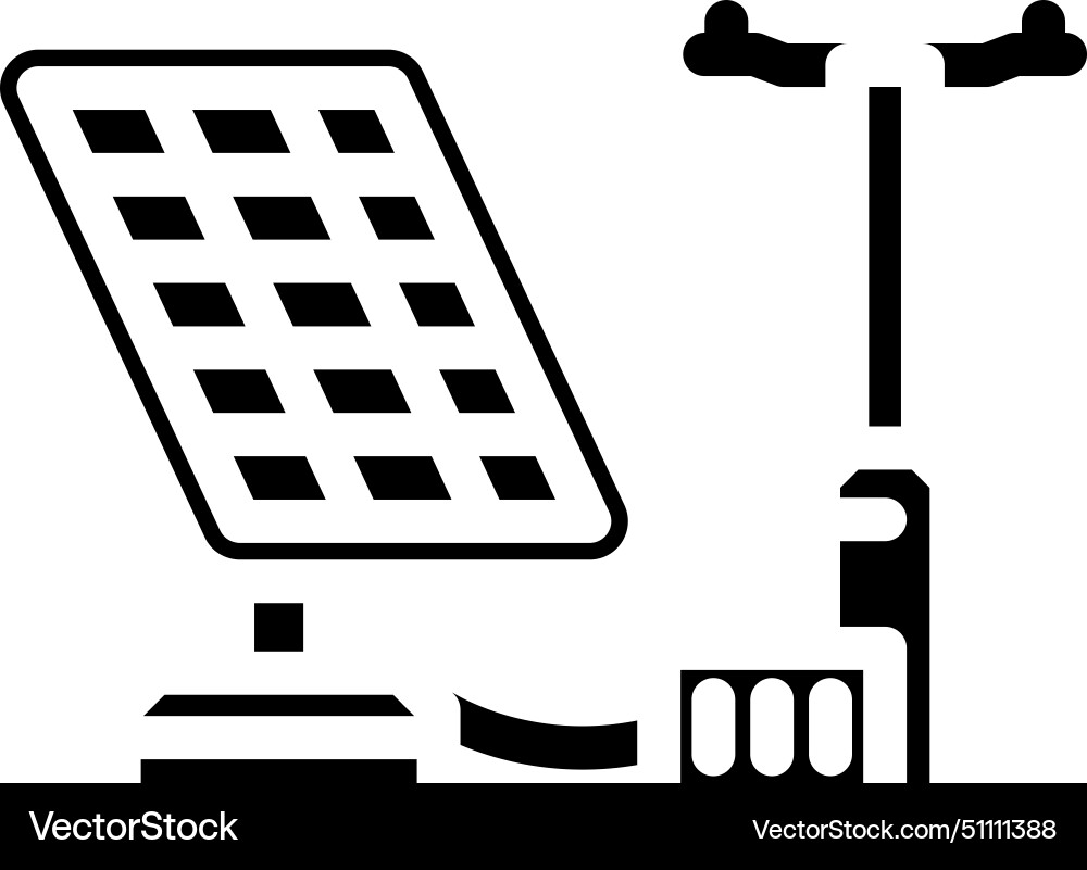 Grid integration solar panel glyph icon Royalty Free Vector