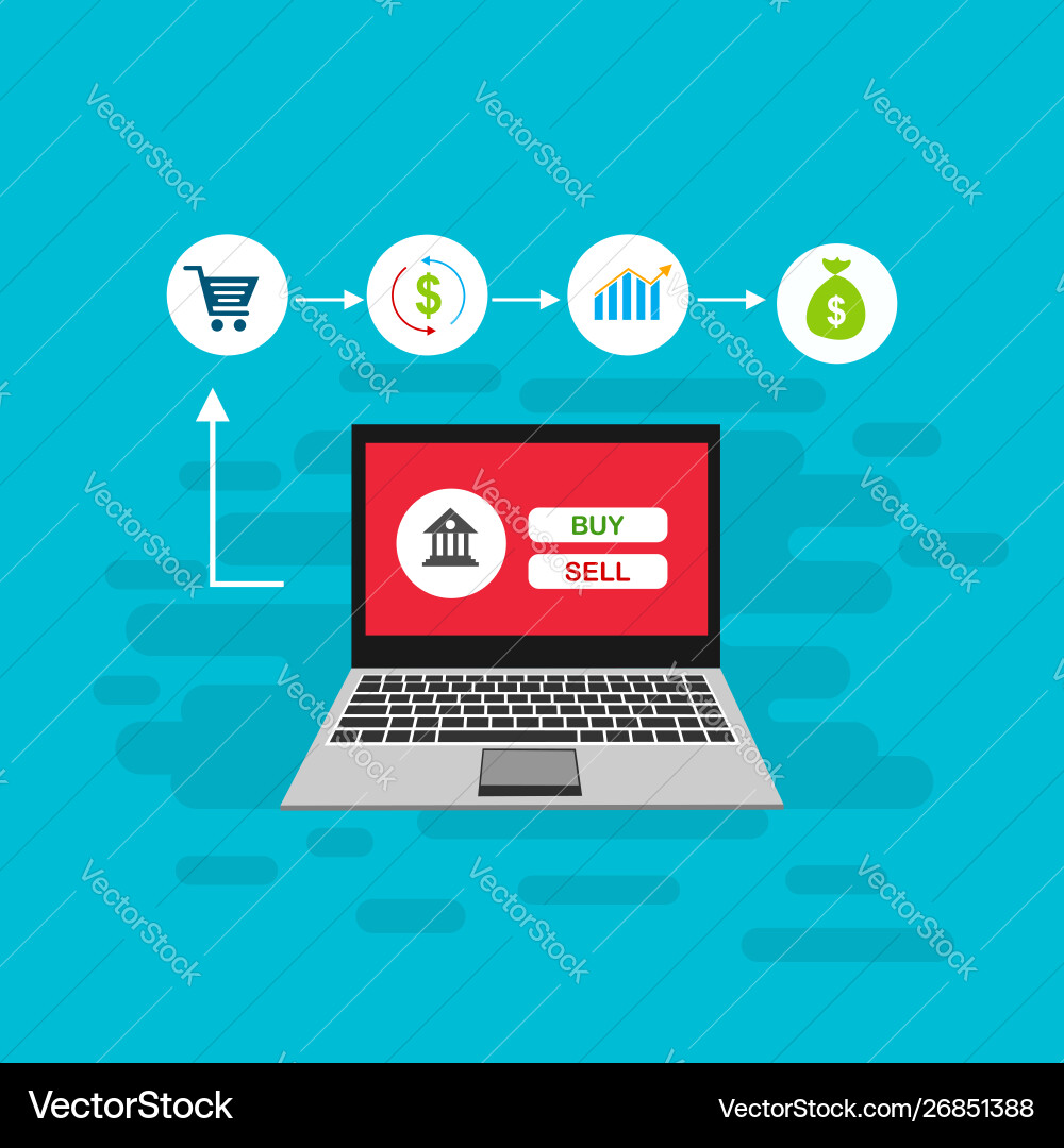 Online payment on computer flat cartoon big pay Vector Image