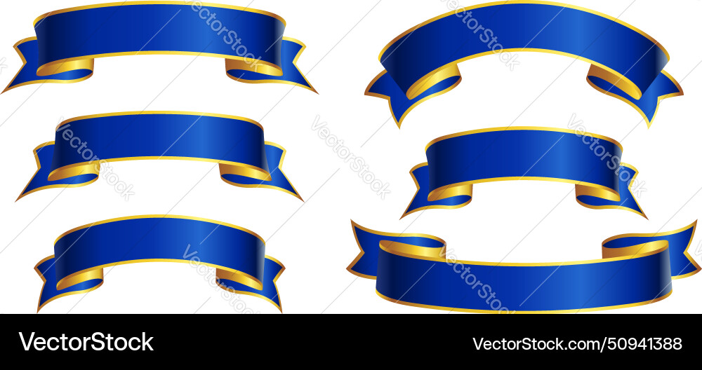 Royal Blue Ribbon Set with Gold Accents Royalty Free Vector