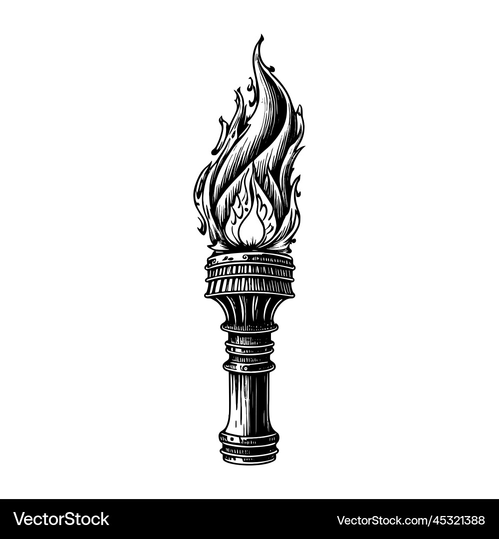 Torch hand drawn sketch Royalty Free Vector Image