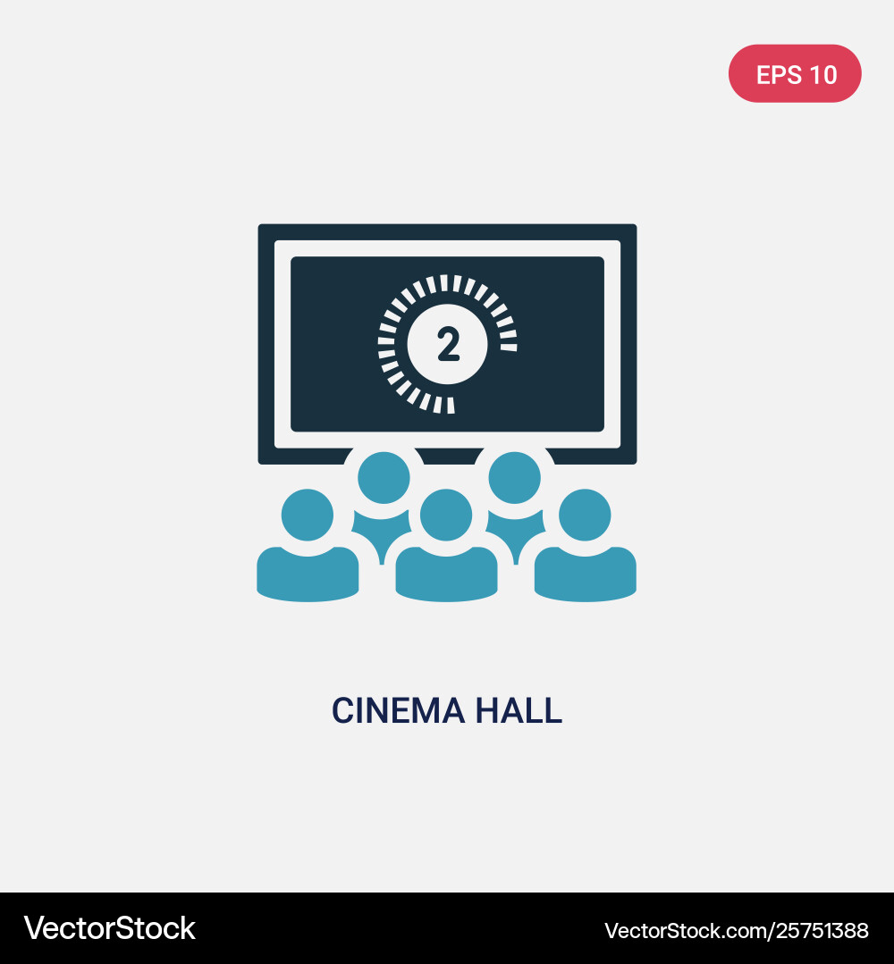 Zwei Farbkino Hall-Symbol von Benutzeroberfläche Vektorbild