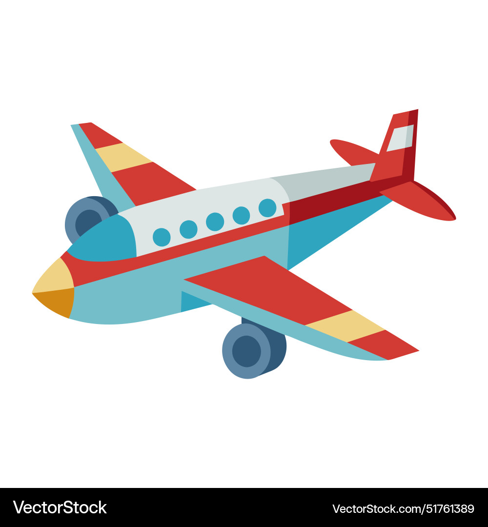 Airplane flat on white background Royalty Free Vector Image