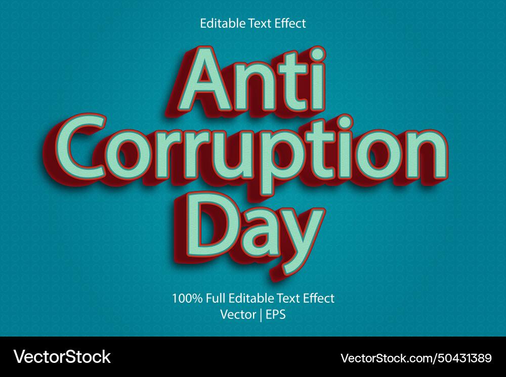 Anti corruption day editable text effect cartoon Vector Image