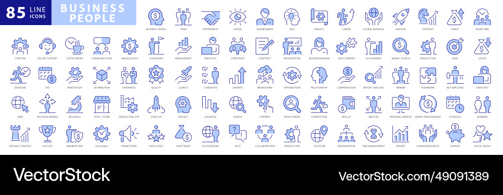 Business people line icons set Royalty Free Vector Image