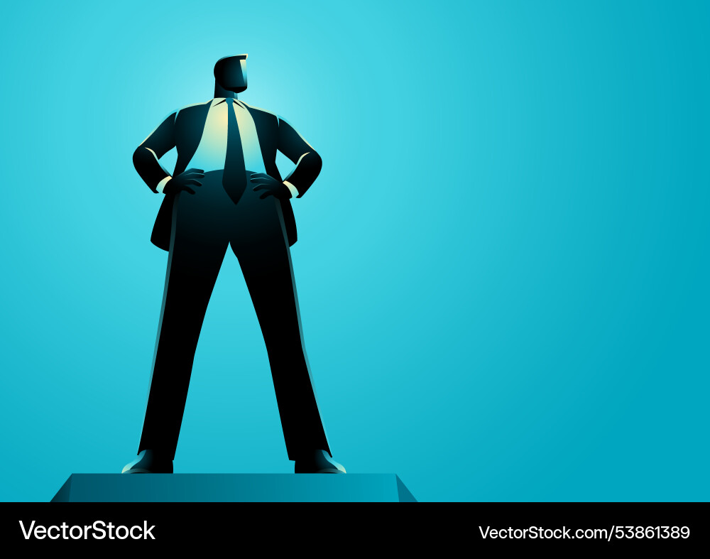 Businessman silhouette pose front low angle Vector Image