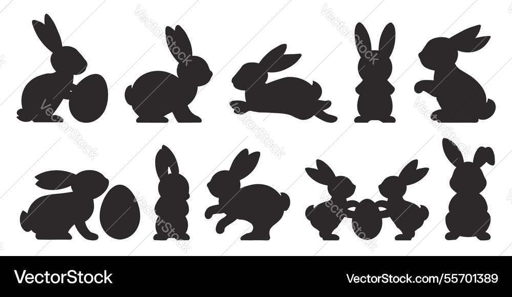 Cute easter bunny rabbits in different poses Vector Image
